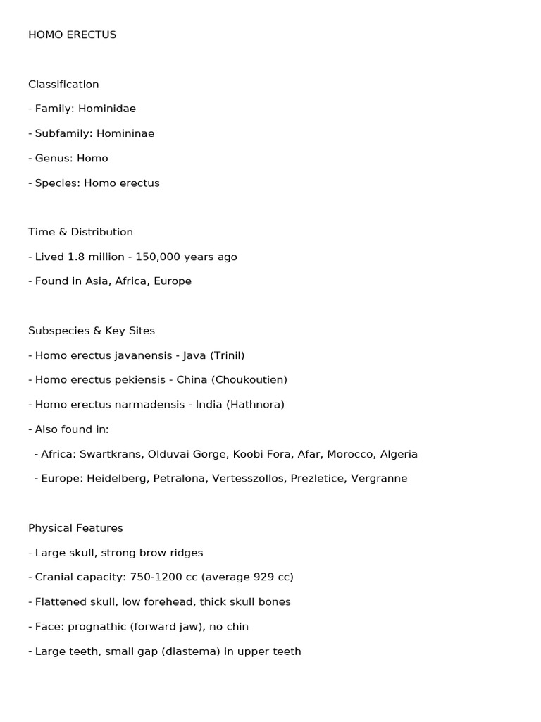 Homo Erectus Presentation | PDF