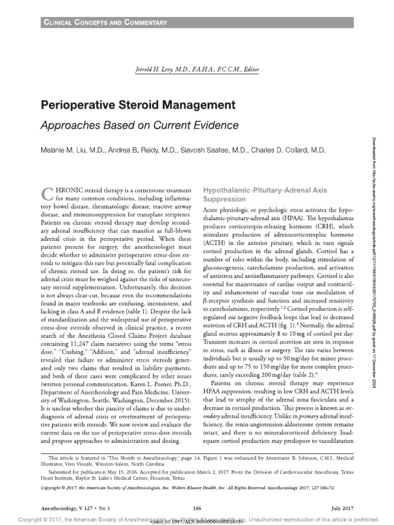 July 2017-Periop Steroids For AI | PDF