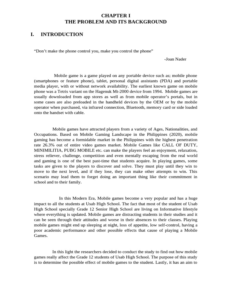 Chapter 1-3 Research | PDF | Smartphone | Psychology
