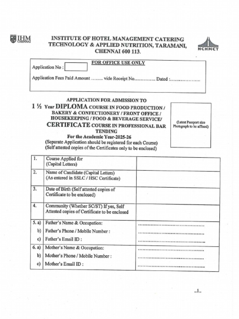 Diploma Course 2025 26 Application Form Compressed | PDF