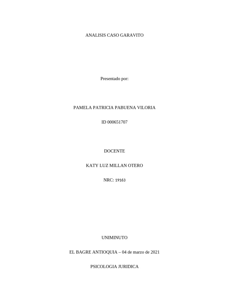 Analisis Caso Garavito - P | PDF | Psicopatía | Trastorno mental