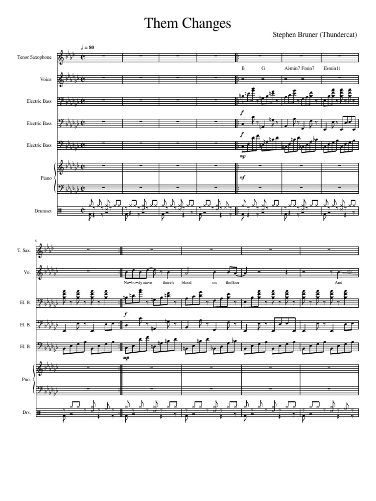 Thundercat's "Them Changes" Sheet Music | PDF