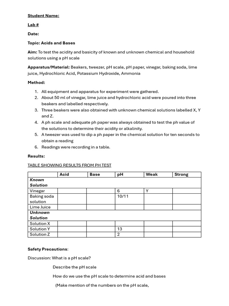 Grade 11 SGVEY Inte Science Lab - Viewable | PDF | Ph | Acid