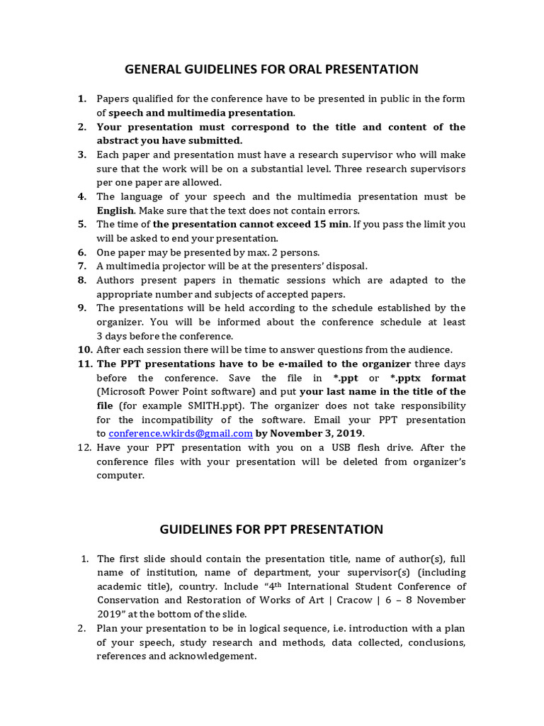 Oral Presentation Guidelines | PDF | Microsoft Power Point | Computer File