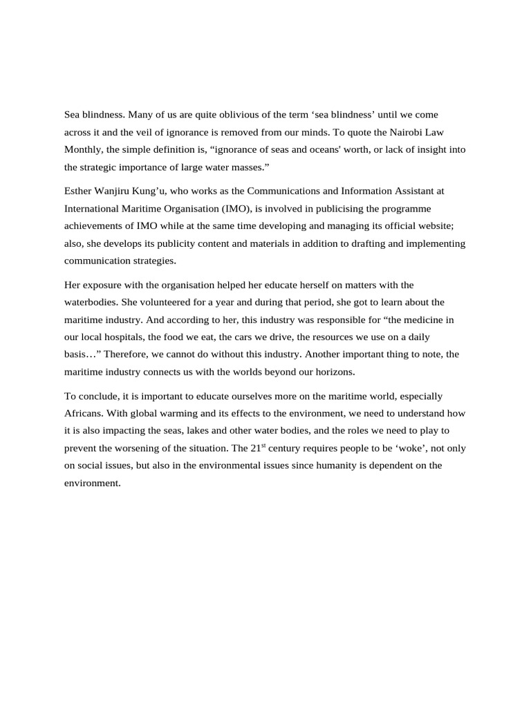 Sea Blindness Article | PDF