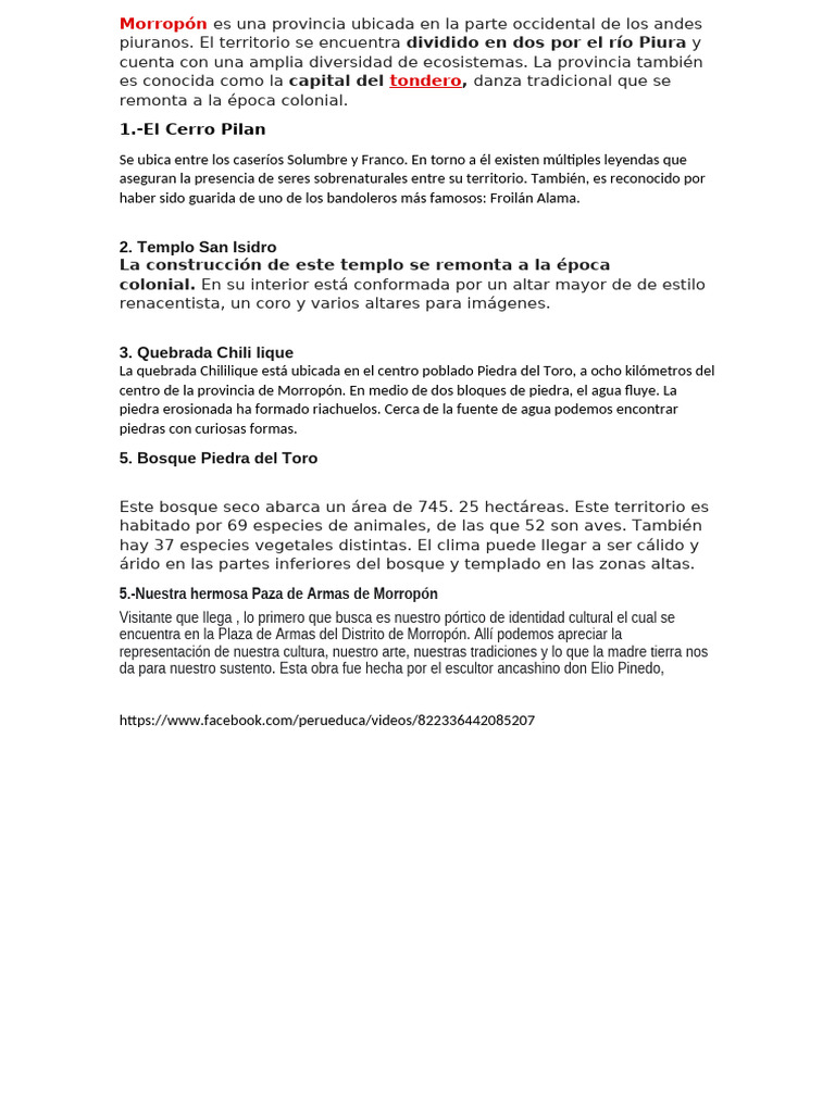 Descubre Morropón: Cultura y Naturaleza | PDF