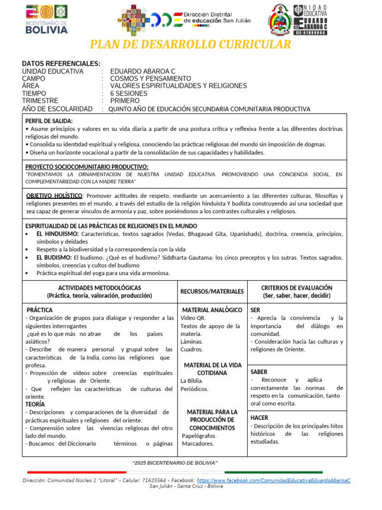 PDC Valores 5to Sec. | PDF | Biblia | Conocimiento