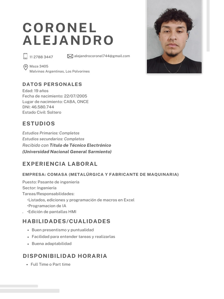 cv Alejandro Coronel Mora | PDF