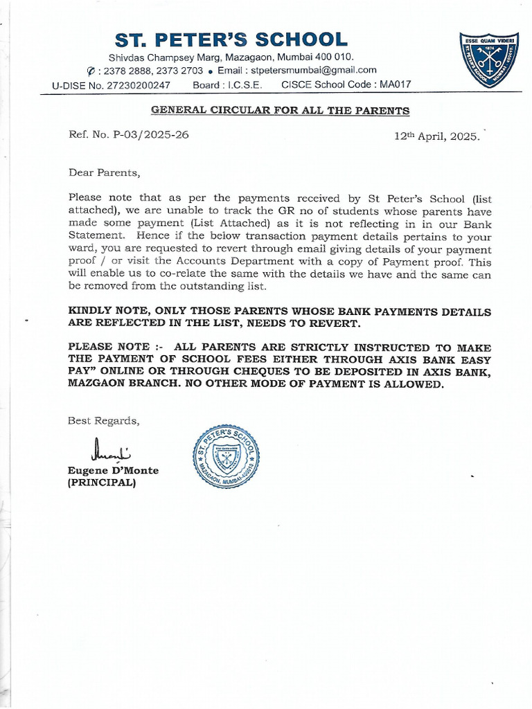 General Circular For All Parents | PDF