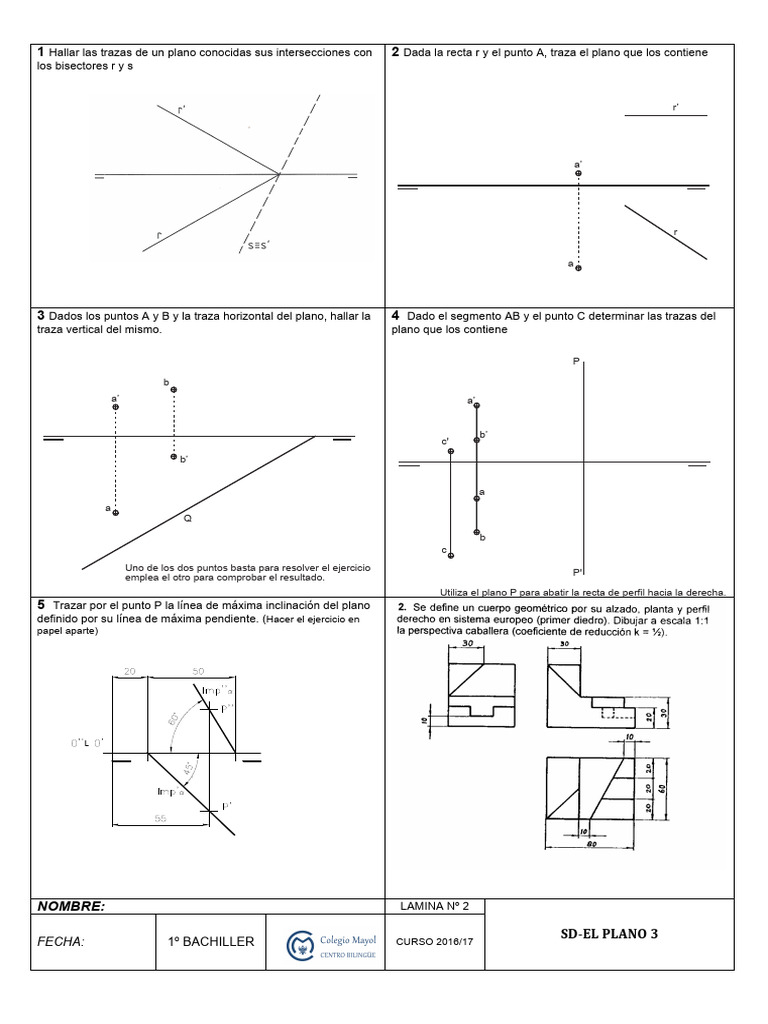 Trazas de Planos en Geometría 3D | PDF | Línea (geometría) | Geometria ...