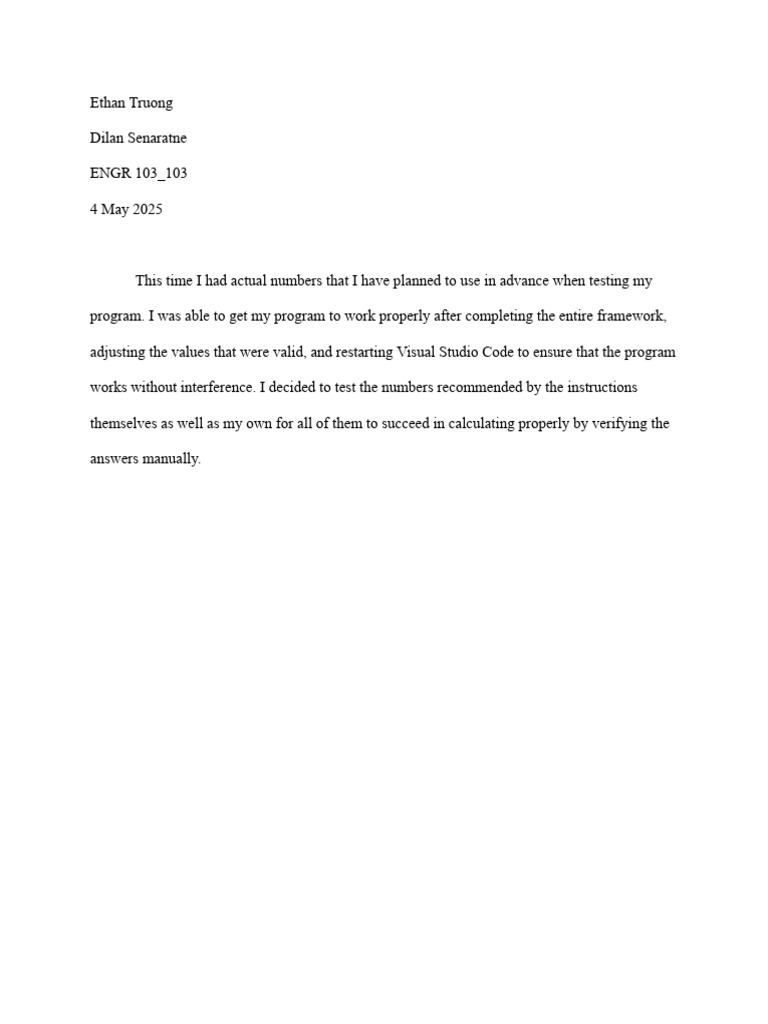 Looking Back HW2 ENGR 103 - 103 | PDF