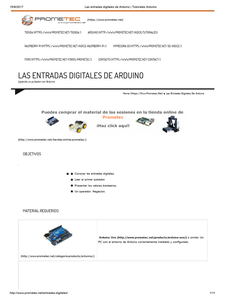 Entradas Digitales en Arduino | PDF | C ++ | Arduino
