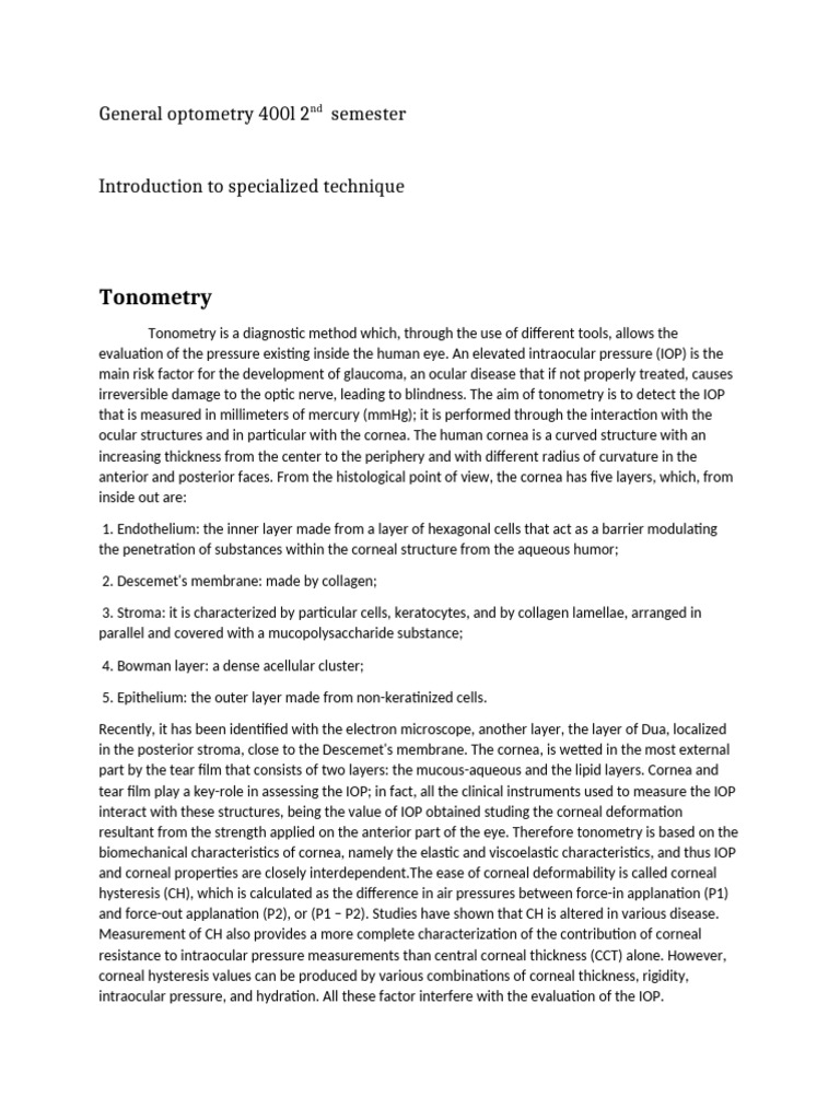 General Optometry 400l 2nd Semester | PDF | Glaucoma | Aperture