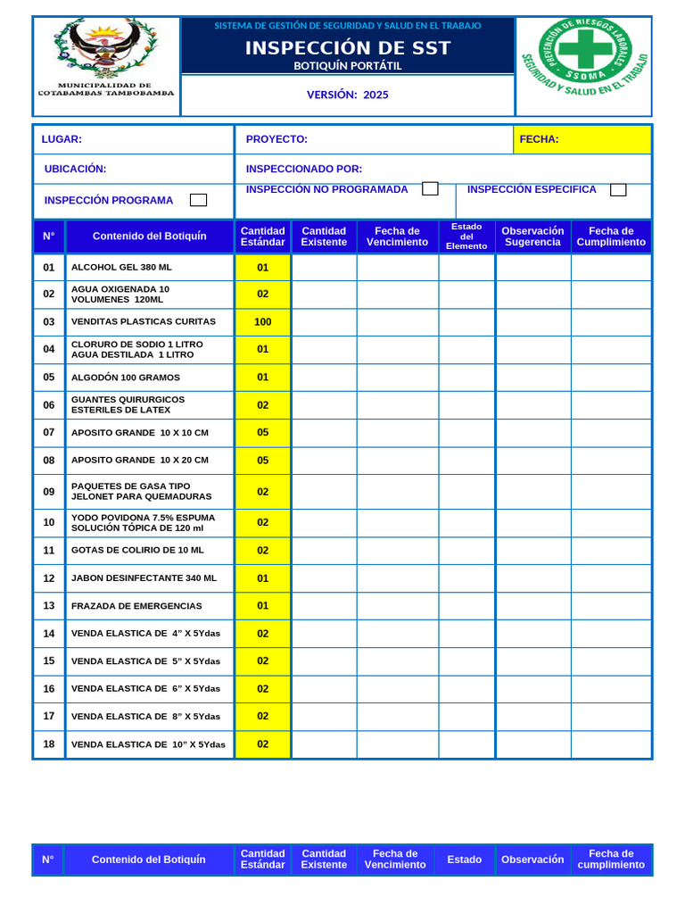-Formato de Inspección de Botiquin. (1) | PDF