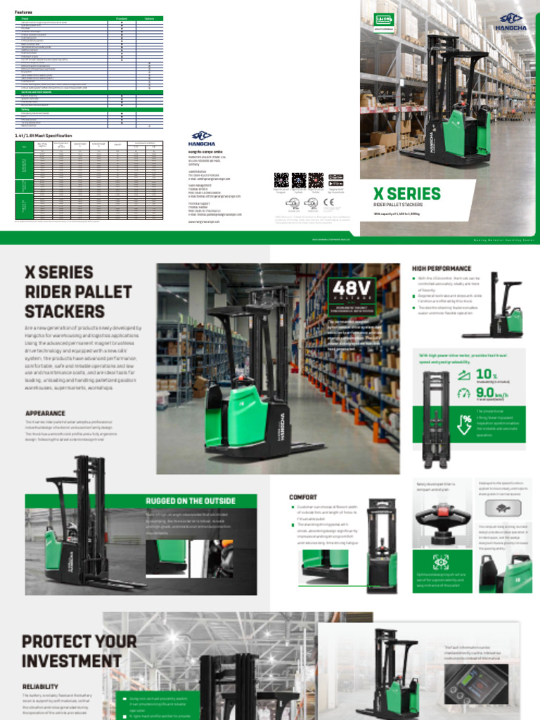 X Series Rider Pallet Stackers (En) | PDF | Forklift | Truck