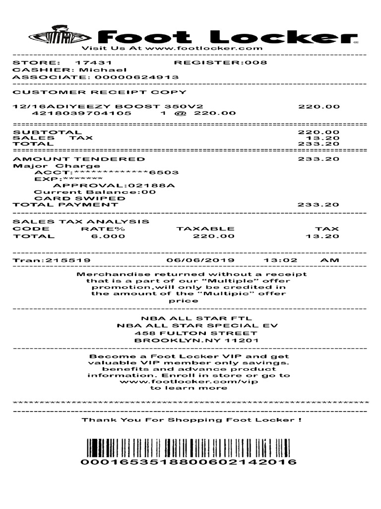 Footlocker Physical | PDF