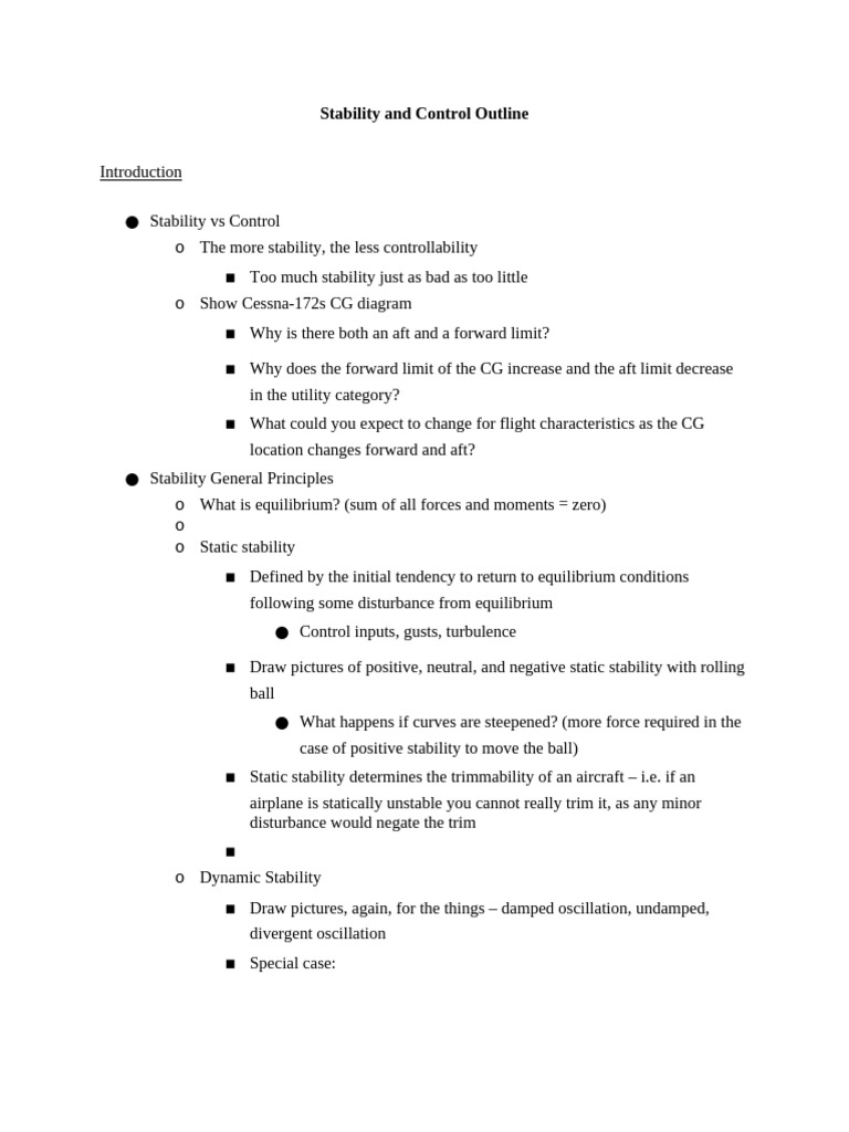 Stability and Control Outline - Longitudinal | PDF | Mechanics ...