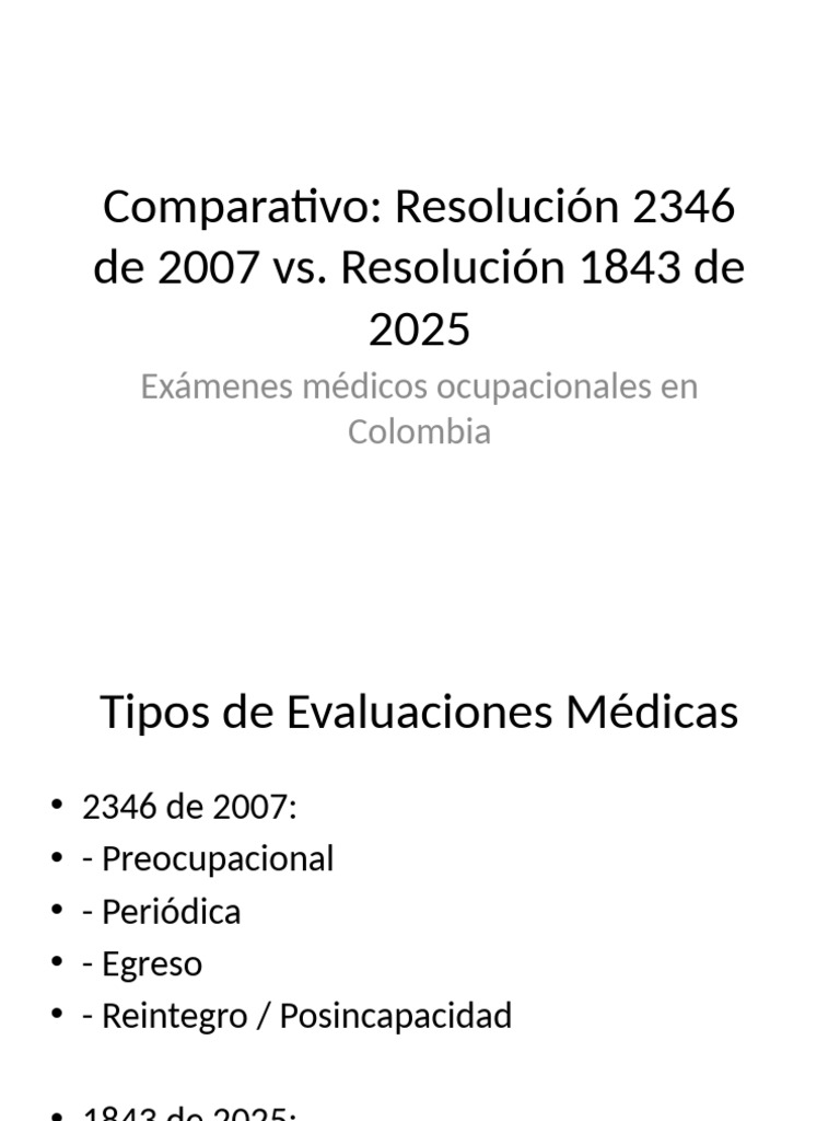 Comparativo Resoluciones 2346 2007 Vs 1843 2025 | PDF