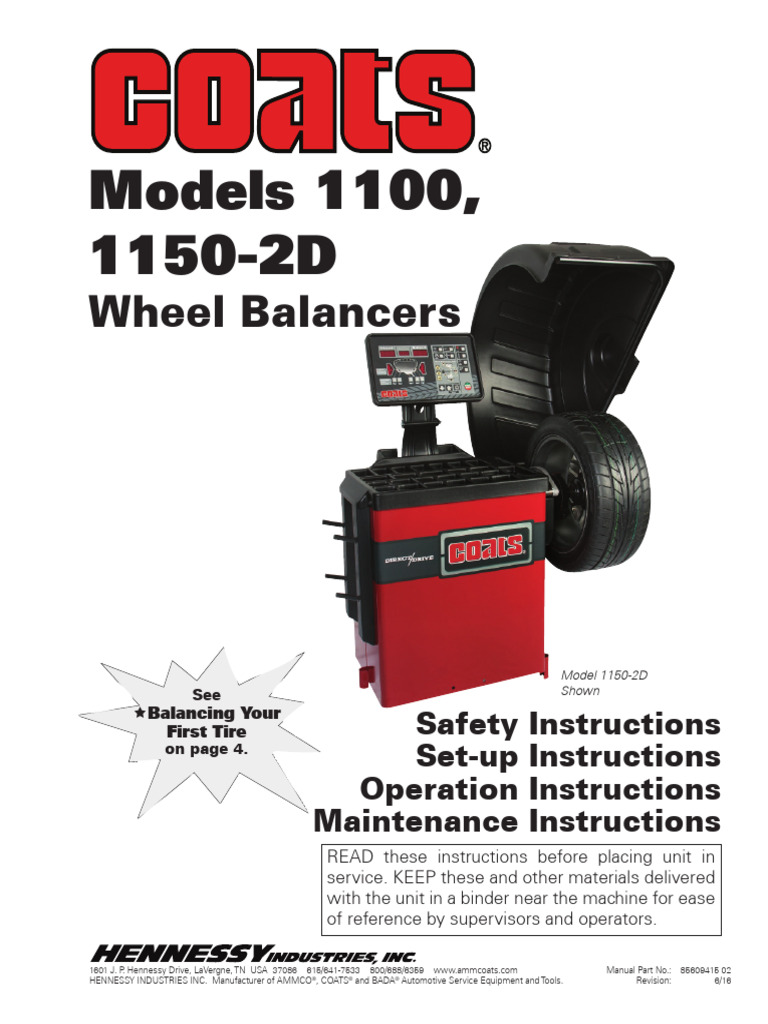 Coats 1150-2D Wheel Balancer Manual | PDF | Personal Protective ...