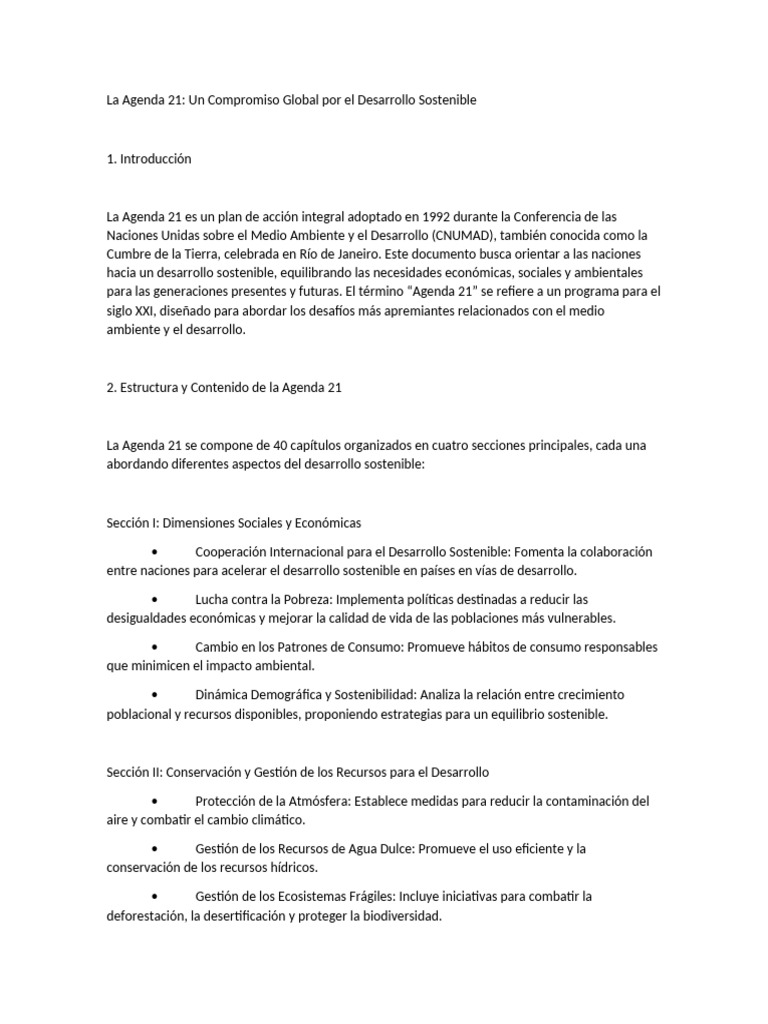 Agenda 21 | PDF | Sustentabilidad | Desarrollo sostenible