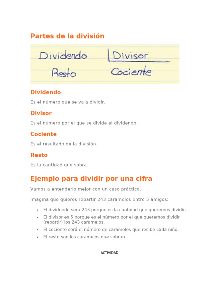Partes de la División Explicadas | PDF