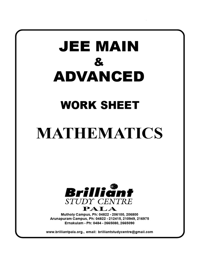 JEE Main & JEE Advanced Work Sheet - Mathematics | PDF | Matrix (Mathematics) | Determinant