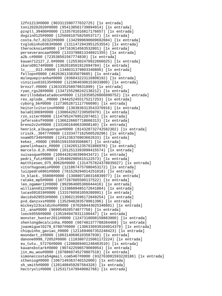 Usernames and IDs List | PDF
