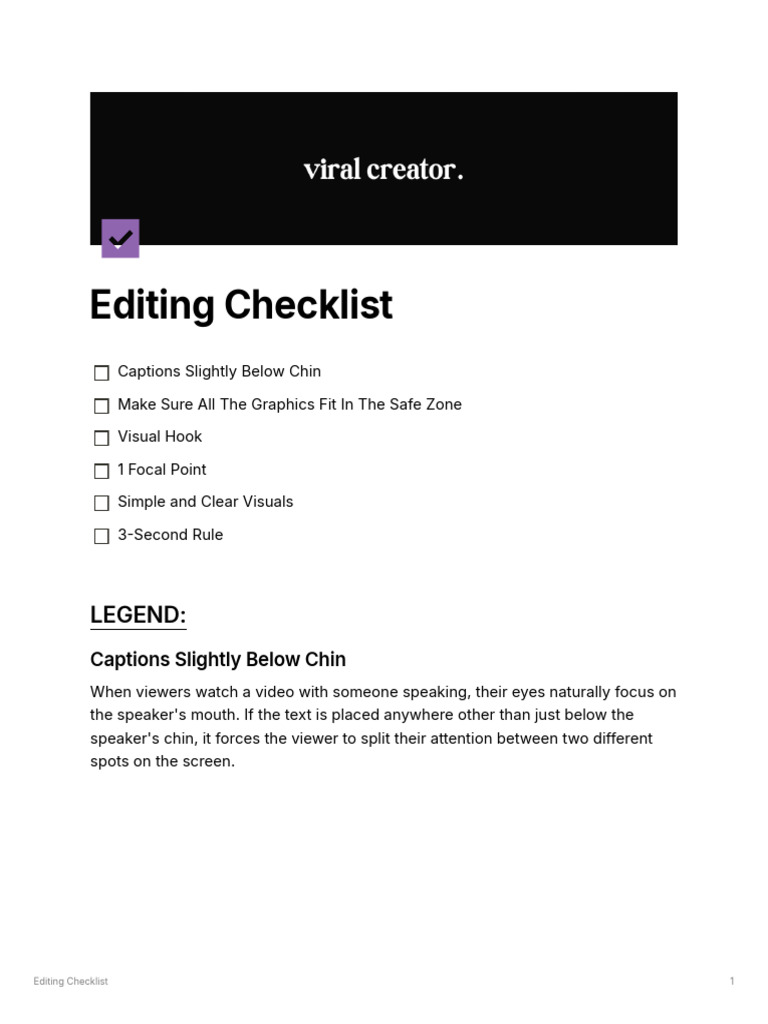 Editing Checklist | PDF | Graphics