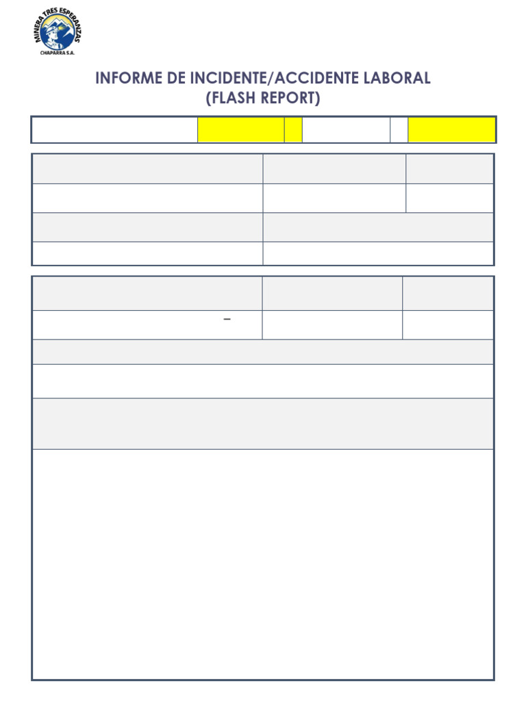 Informe de Incidente y Accidente Laboral - Flash Report 29 Abril | PDF