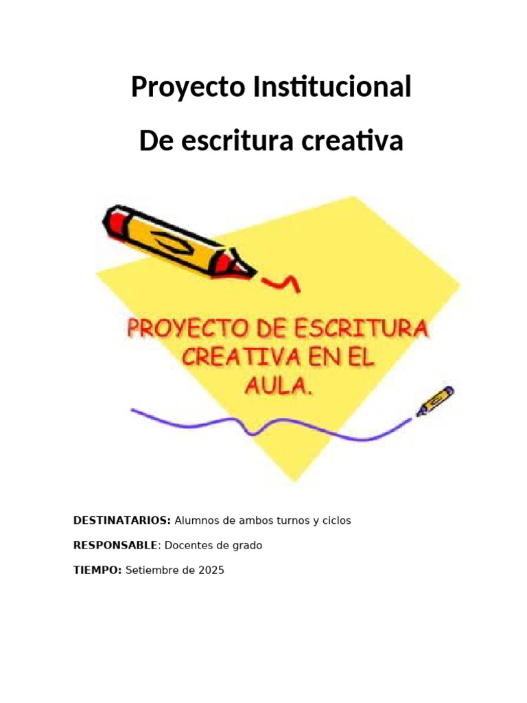 Proyecto de Escritura Creativa | PDF | Aprendizaje | Comunicación