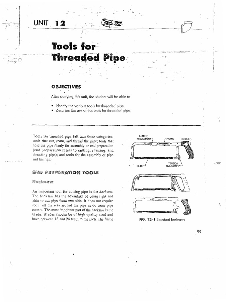Module 9 - Tools For Threaded Piping Handout | PDF | Pipe (Fluid ...