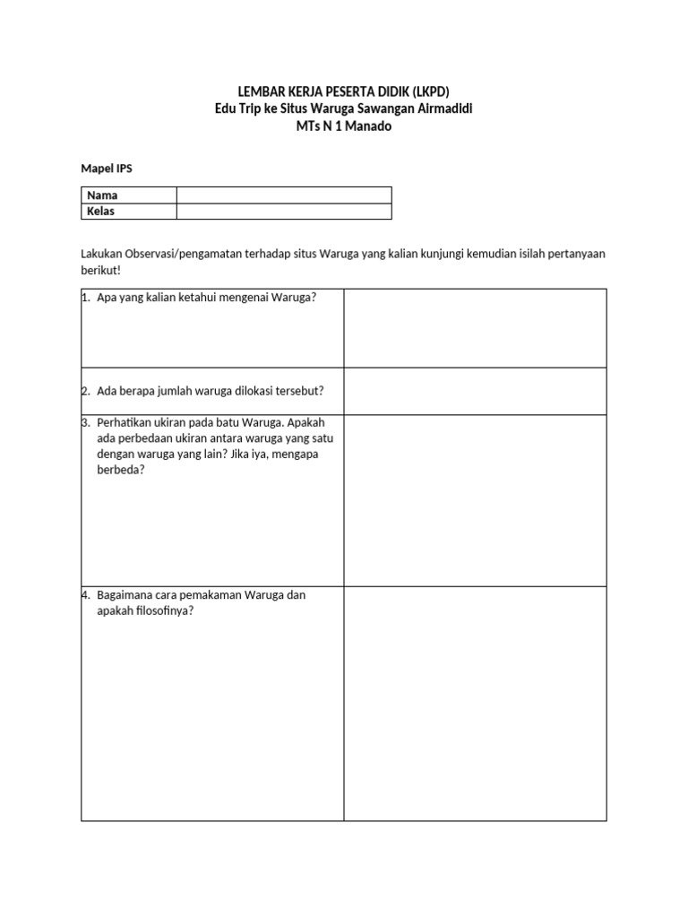 LKPD Study Tour | PDF