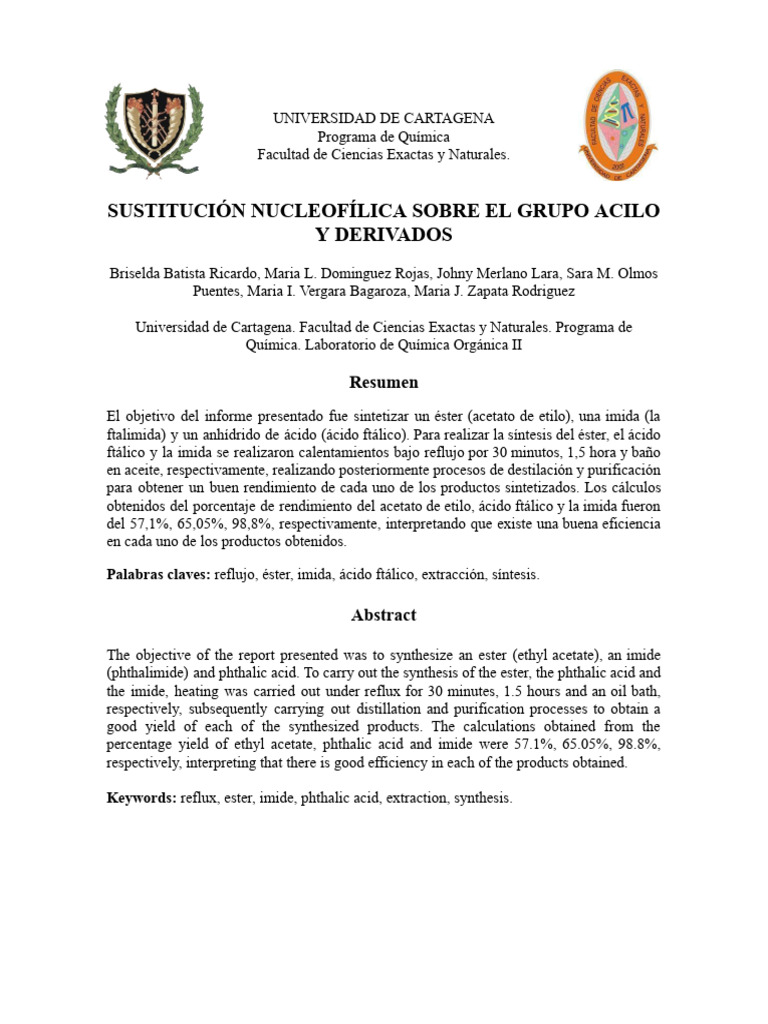 Síntesis de Ésteres e Imidas: Grupo Acilo | PDF | Ester | Ácido carboxílico