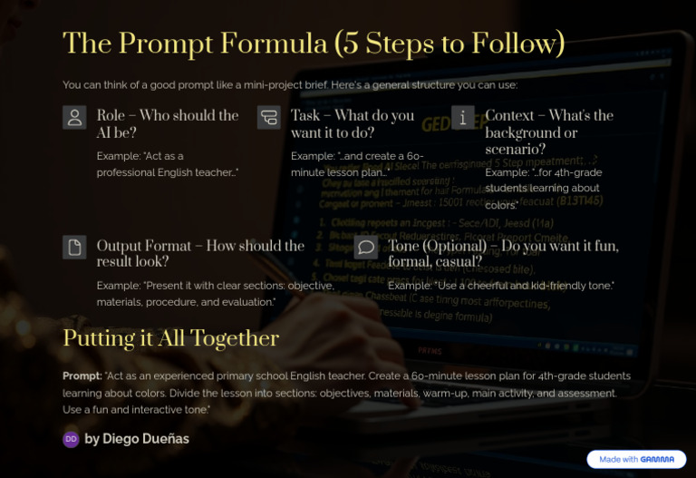 The Prompt Formula 5 Steps To Follow | PDF