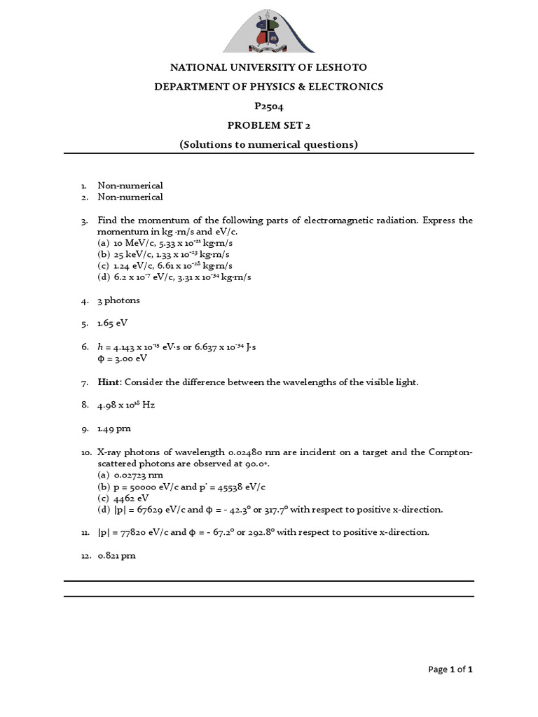 P2504 Problem Set 2 Solutions (Numerical) (2021-2022) | PDF
