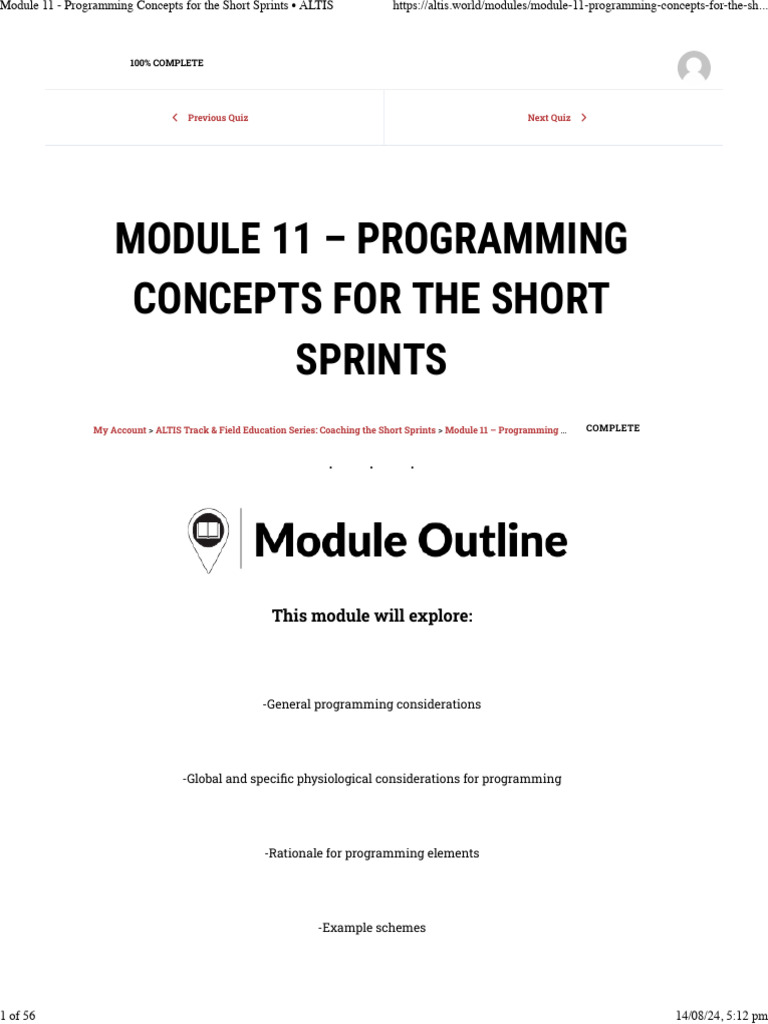 Module 11 - Programming Concepts For The Short Sprints - ALTIS | PDF ...