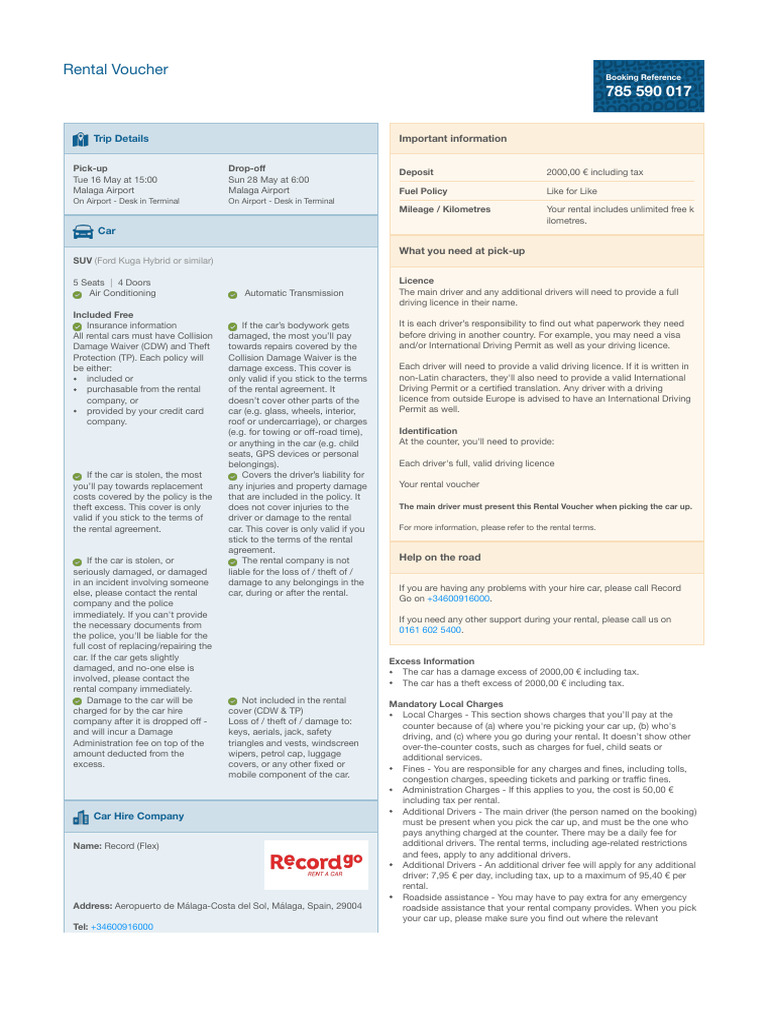 Rental Voucher | PDF | Car Rental | Transport