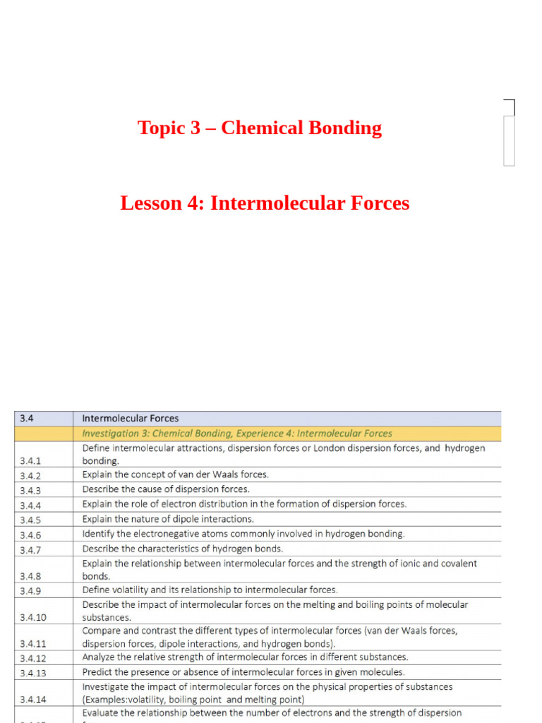 3.4 - Intermolecular Forces | PDF | Intermolecular Force | Chemical Bond