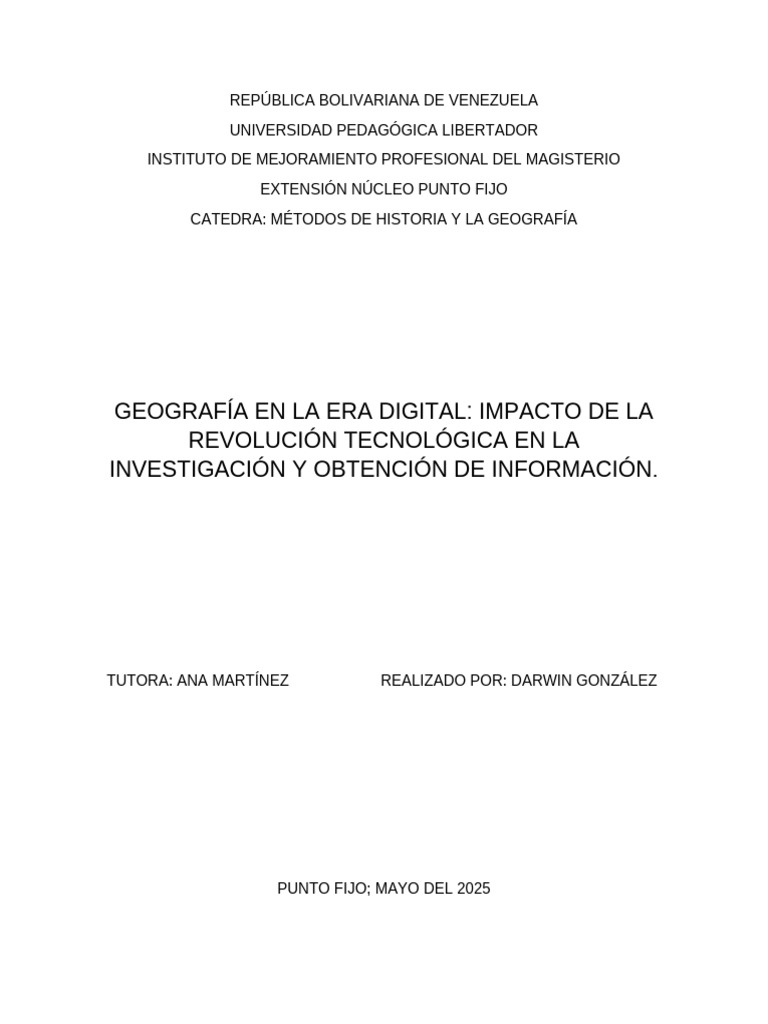 Geografía Digital: Impacto Tecnológico Actual | PDF | Geografía ...