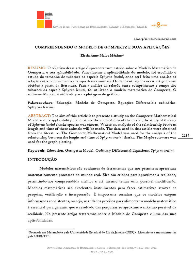 Compreendendo o Modelo de Gompertz e Suas Aplicações | PDF | Tubarões ...