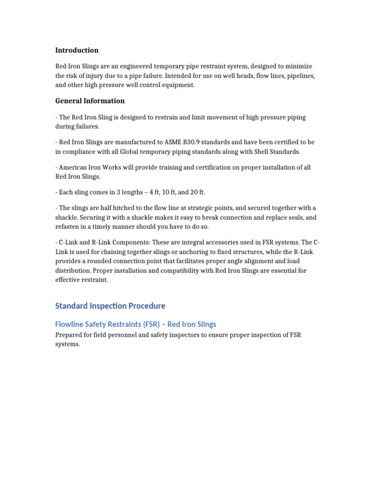 FSR Inspection Procedure Standardized Updated | PDF | Pipe (Fluid ...