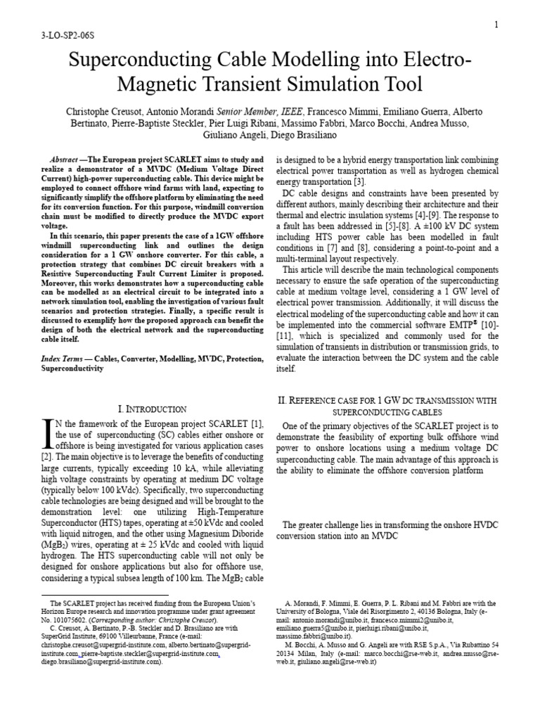 Superconducting Cable Modelling Pdf Inductance High Temperature Superconductivity