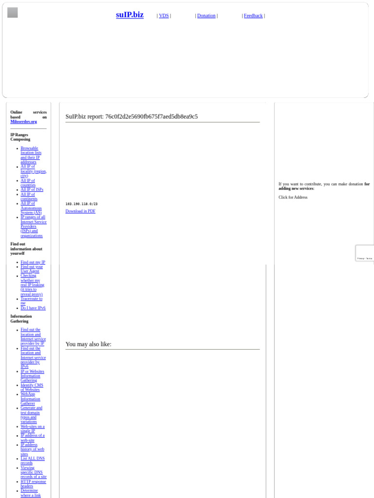 SuIP.biz report_ 76c0f2d2e5690fb675f7aed5db8ea9c5_2025-04-17_766434 | PDF | Ip Address | World ...