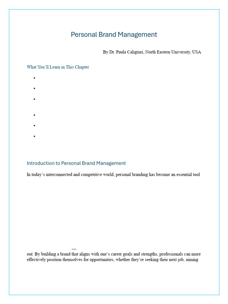 Personal Brand Management | PDF | Brand | Psychological Resilience