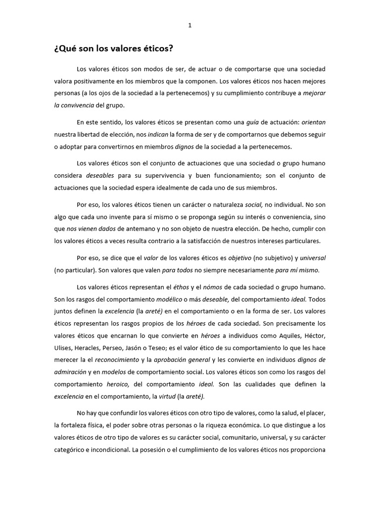 Definición de Valores Éticos Sociales | PDF | Sociedad | Dignidad