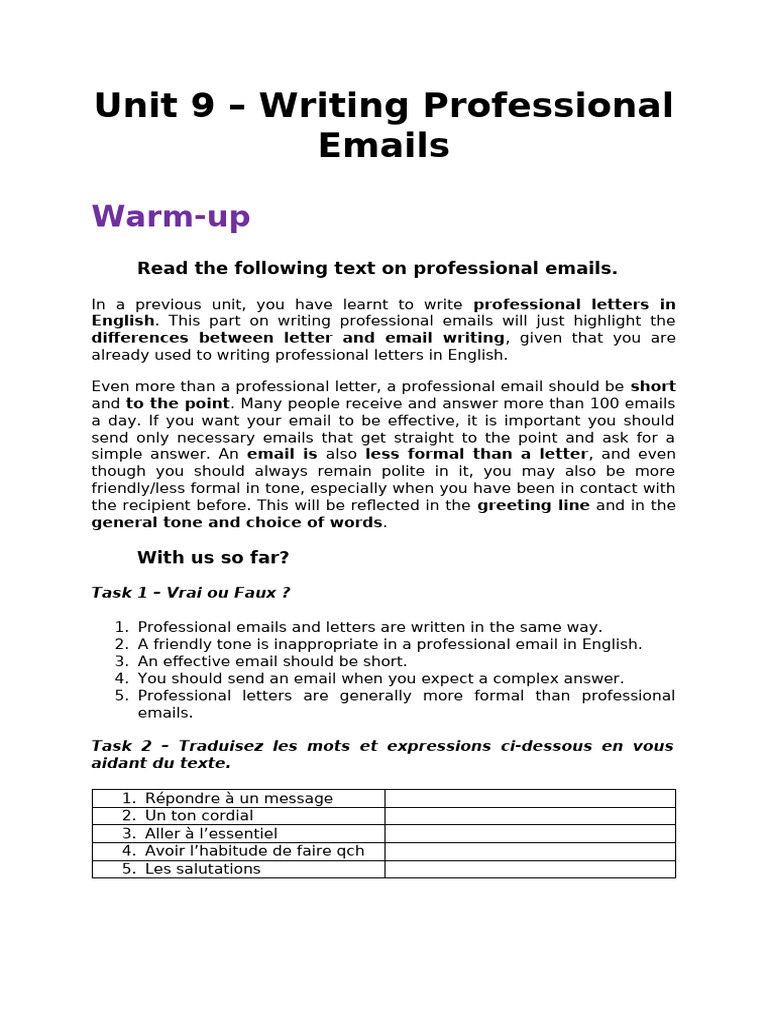 Unit 9 Writing Professional Emails (BS) | PDF | Jargon | Linguistics
