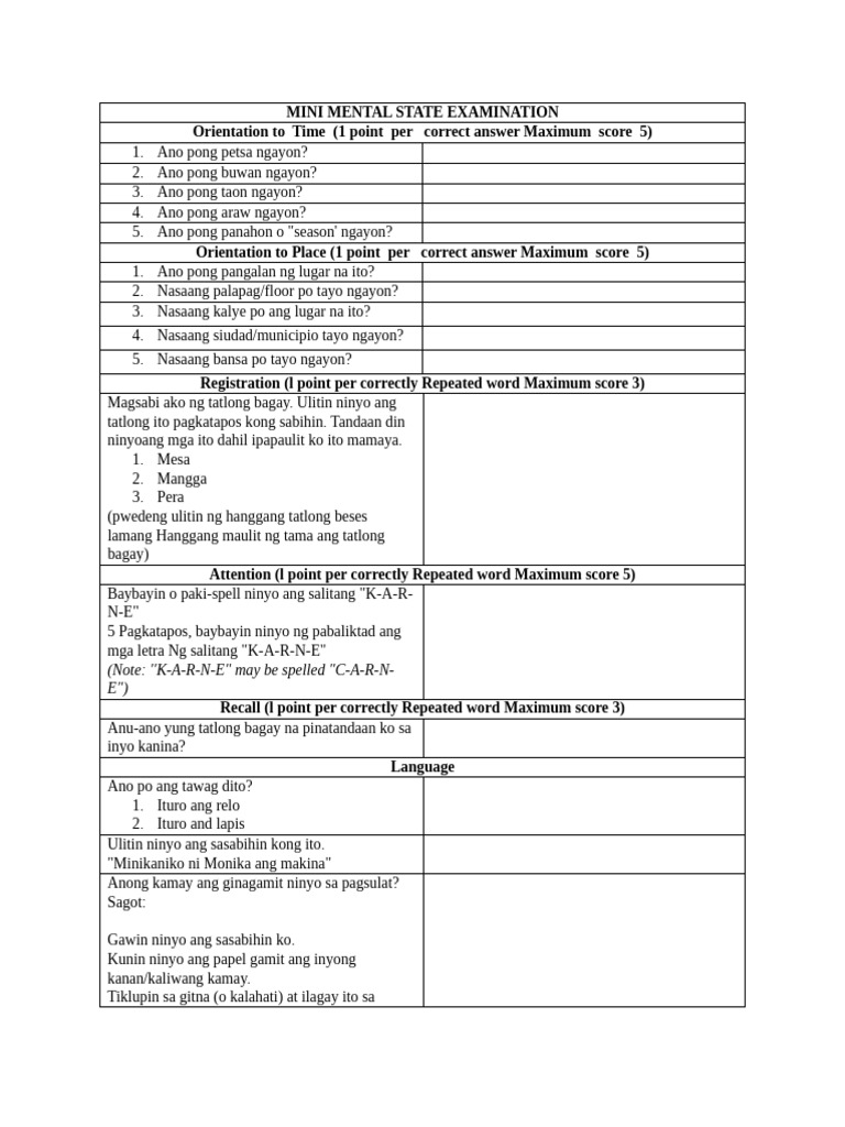 MINI-MENTAL-STATE-EXAMINATION | PDF