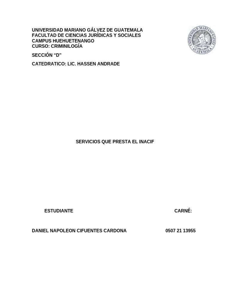 Servicios Que Ofrece El Inacif | PDF