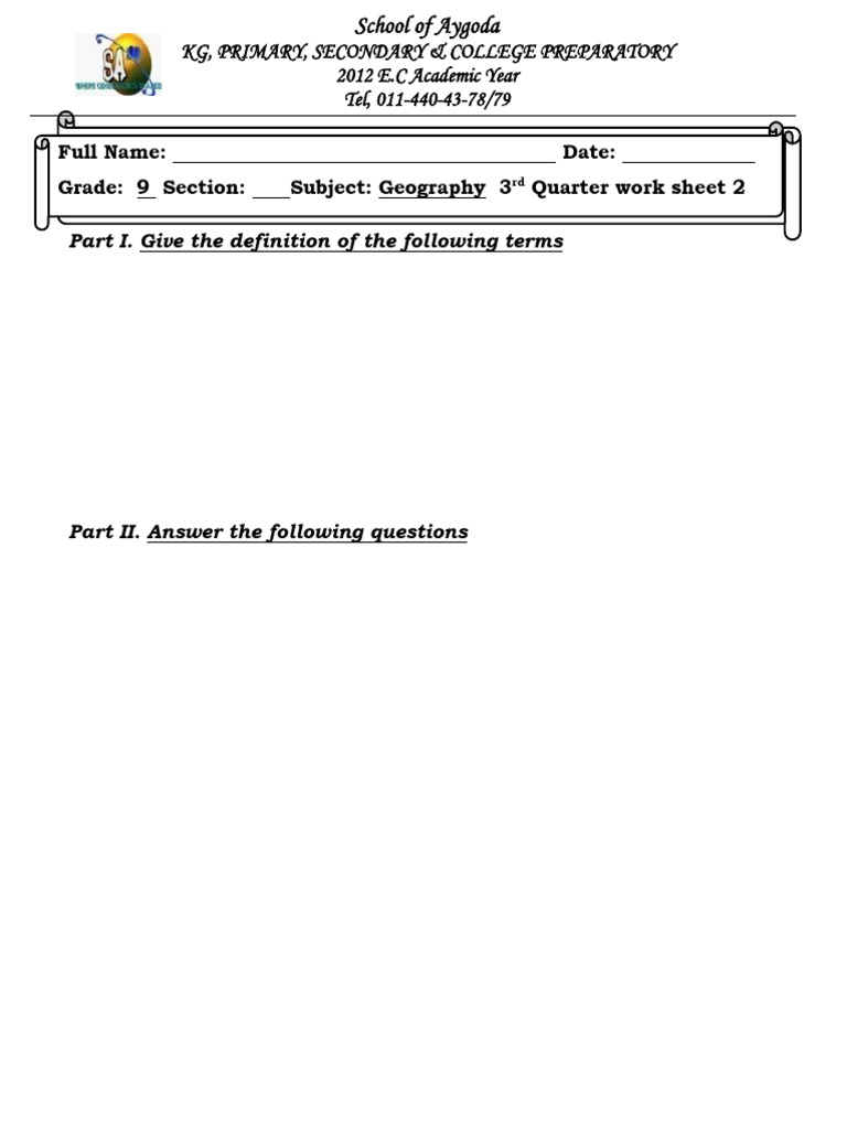Grade 9 Geography Worksheet 2 | PDF | Rainforest | Forests