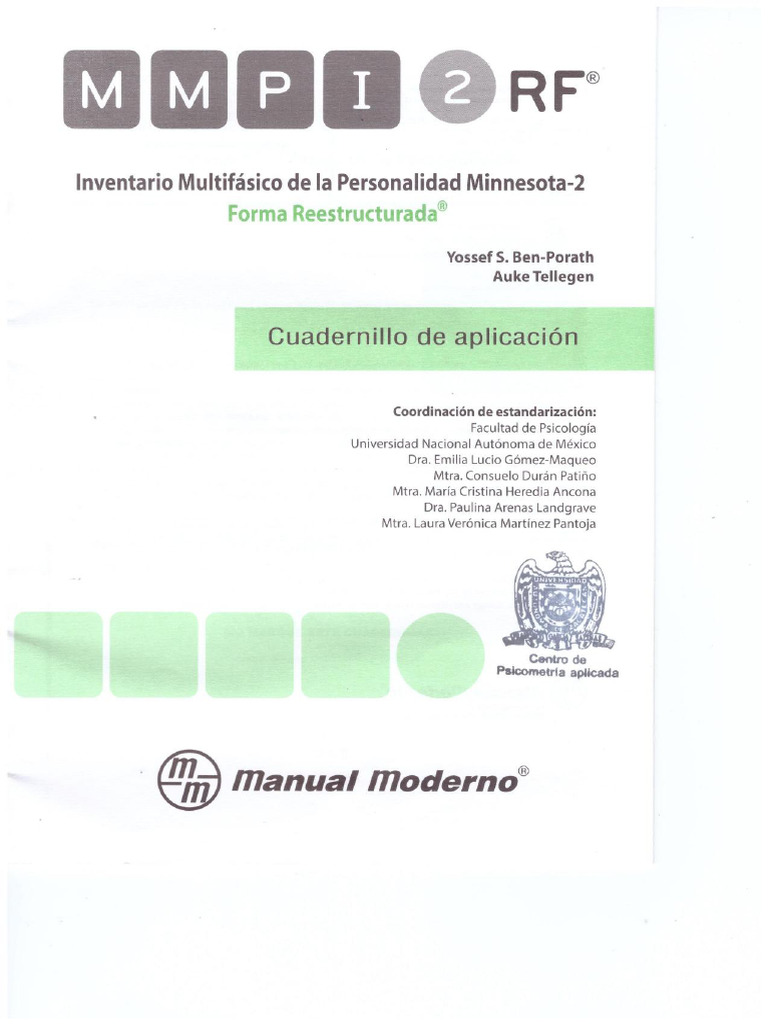 Mmpi-2rf Cuadernillo de Aplicacion | PDF